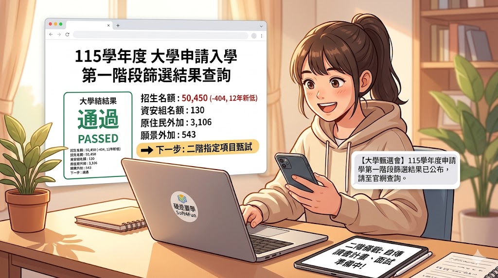 115學年度大學申請入學一階放榜！招生名額創12年新低，查詢方式與二階備戰指南 - 硬是要學